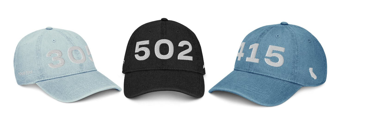 Personalized Denim Area Code Dad Hats | All 50 States – WhereIWasRaised